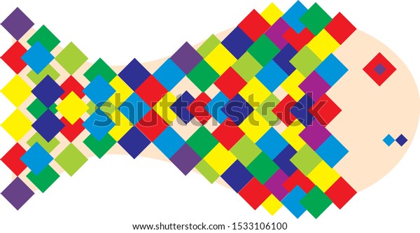 Cartoon Fish Colored Squares Childrens Drawing Stock Vector (Royalty ...