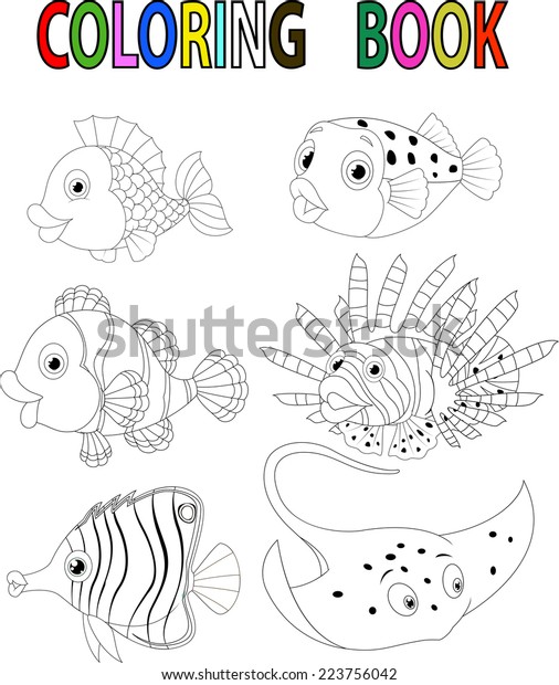 Cartoon Fish Coloring Book Stock Vector (Royalty Free) 223756042 ...