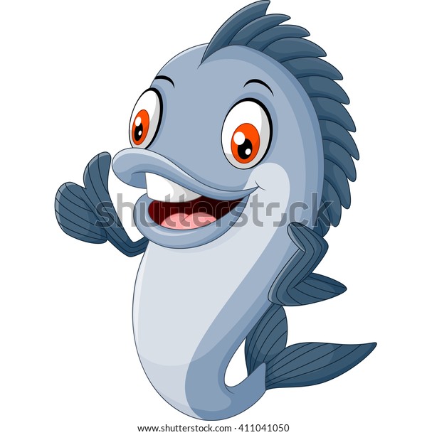 Cartoon Fish Giving Thumb Stock Vector (Royalty Free) 411041050