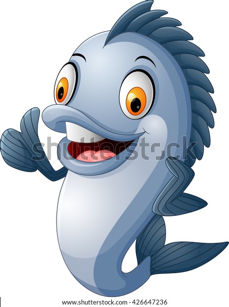 Cartoon Fish Giving Thumb Stock Vector (Royalty Free) 426647236 ...