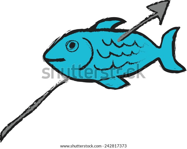 Cartoon Fish Harpoon Stock Vector (Royalty Free) 242817373 | Shutterstock
