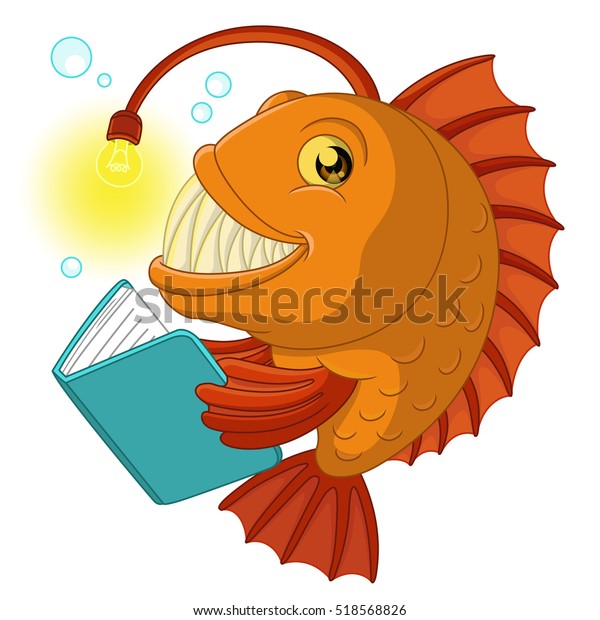 Cartoon Fish Reading Book Stock Vector (Royalty Free) 518568826