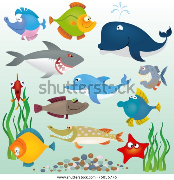 Cartoon Fish Set Stock Vector (Royalty Free) 76856776 | Shutterstock