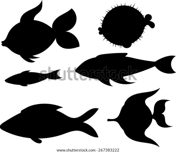 Cartoon Fish Silhouettes Vector Art Stock Vector (Royalty Free) 267383222