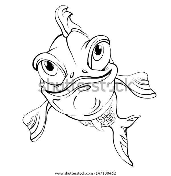 Cartoon Fish Smiling Drawing Style Black Stock Vector (Royalty Free ...