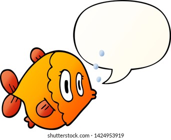 Cartoon Fish Speech Bubble Smooth Gradient Stock Vector (Royalty Free ...