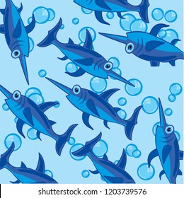 Cartoon Fish Sword Decorative Pattern On Stock Vector (Royalty Free ...