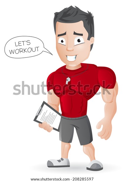 Cartoon Fitness Coach - vector