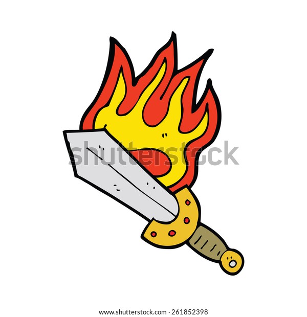 Cartoon Flaming Sword Stock Vector (Royalty Free) 261852398
