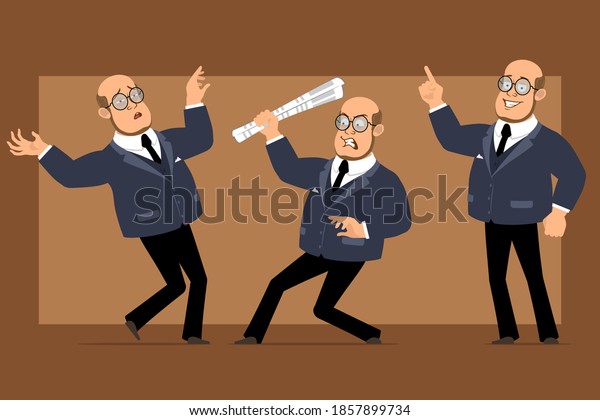 Cartoon Flat Funny Bald Professor Man: vetor stock (livre de direitos ...