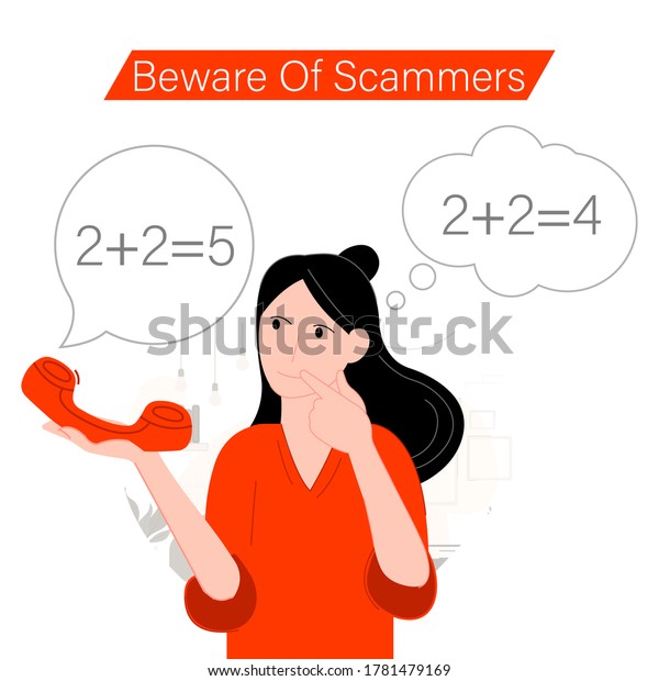 Cartoon Flat Girl Talking Scammers Vector Stock Vector (Royalty Free ...