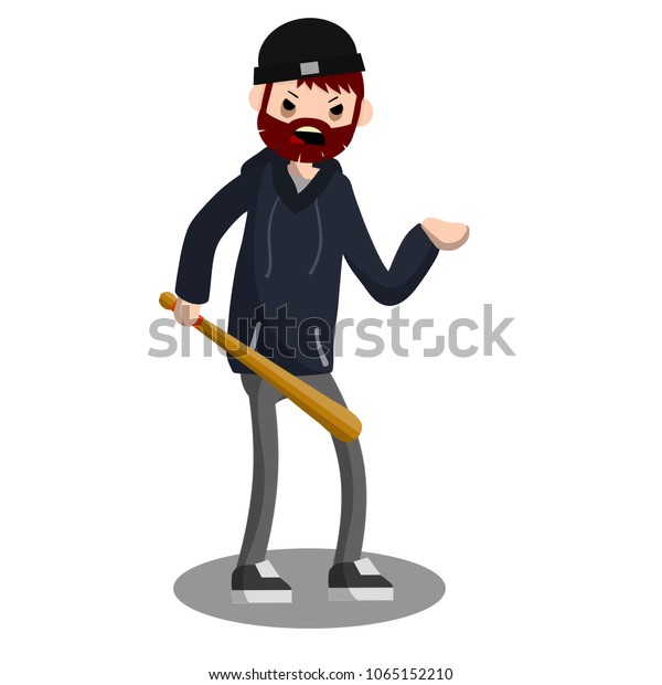 Cartoon Flat Illustration Aggressive Young Man Stock Vector (Royalty ...