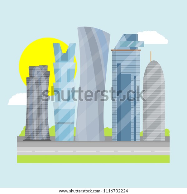 Cartoon Flat Illustration Capital Qatar Doha Stock Vector (Royalty Free ...
