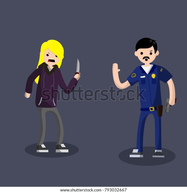 Cartoon Flat Illustration Criminal Situation Crime Stock Vector ...