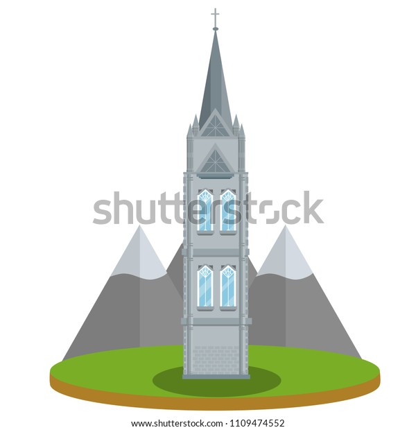 Cartoon Flat Illustration Gothic High Tower Stock Vector (Royalty Free ...