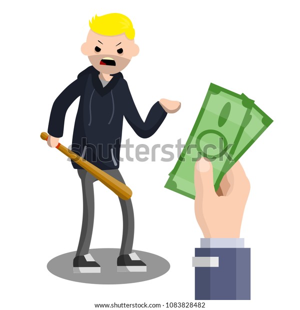 Cartoon Flat Illustration Guy Thug Extorting Stock Vector (Royalty Free ...