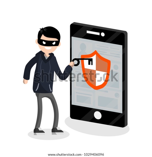 Cartoon Flat Illustration Man Hacker Robber Stock Vector (Royalty Free ...