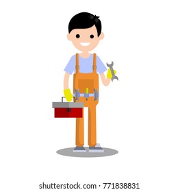 Cartoon Flat Illustration Technical Worker Guy Stock Vector (Royalty ...