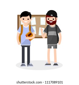 Cartoon Flat Illustration Two Student Friends Stock Vector (Royalty ...
