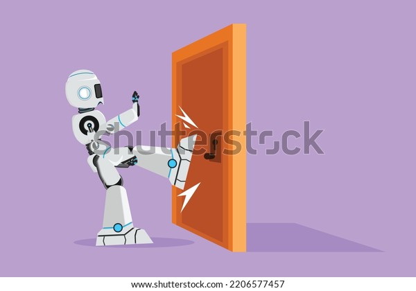 Cartoon Flat Style Drawing Robot Kicks Stock Vector (Royalty Free ...
