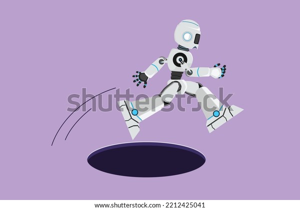 Cartoon Flat Style Drawing Robot Jump Stock Vector (Royalty Free ...