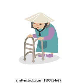 Cartoon Flat Vector Illustration Chinese Grandmother: vector de stock ...