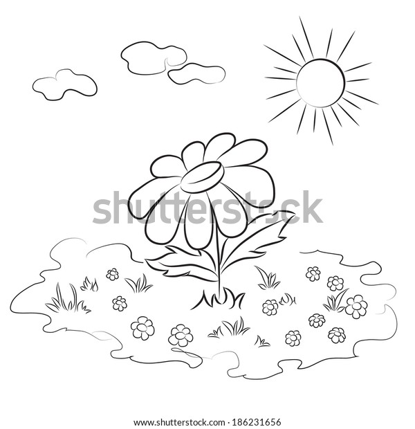 Cartoon Flower Coloring Vector Illustration Stock Vector (Royalty Free ...