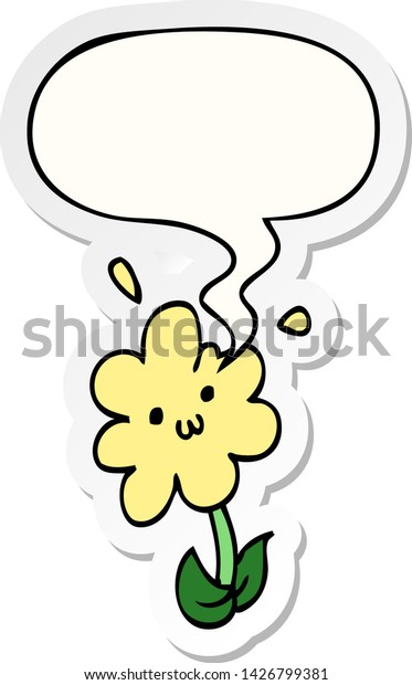 Cartoon Flower Speech Bubble Sticker Stock Vector (Royalty Free ...