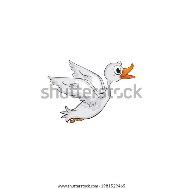 Cartoon Flying Duck Vector Illustration Stock Vector (Royalty Free ...