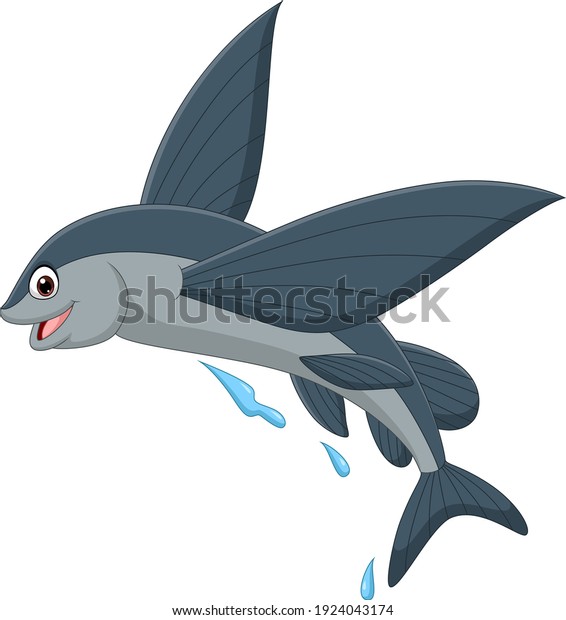 Cartoon Flying Fish On White Background 库存矢量图（免版税）1924043174 | Shutterstock