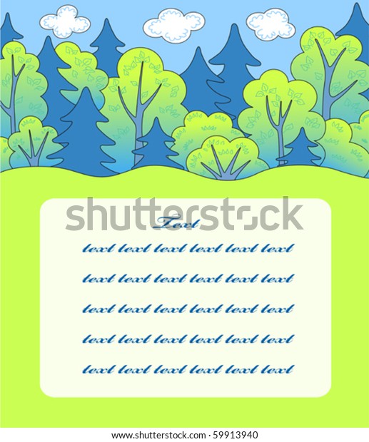 Cartoon Forest Card Template Vector Stock Vector (Royalty Free ...
