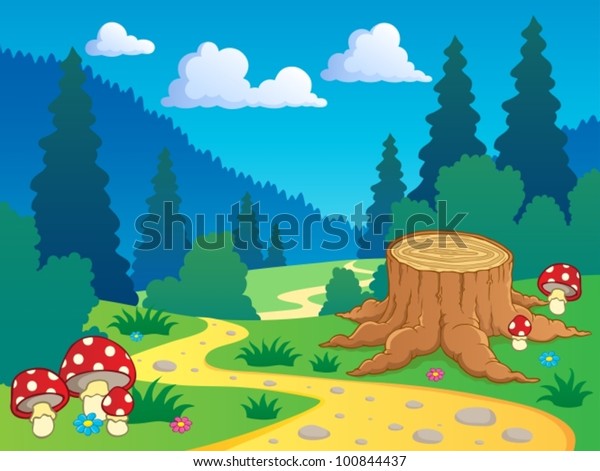Cartoon Forest Landscape 7 Vector Illustration Stock Vector (Royalty ...