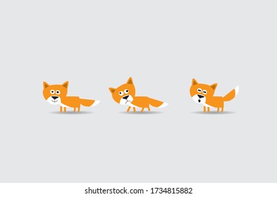 Cartoon Fox Different Positions Neutral Positive Stock Vector (Royalty ...