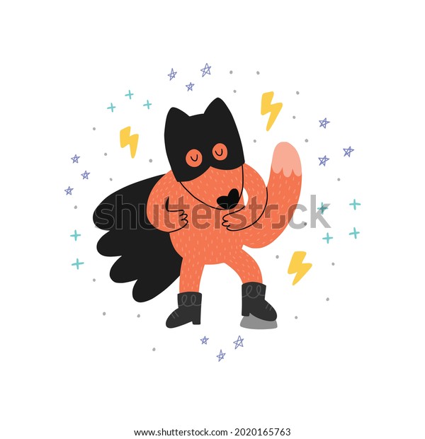 Cartoon Fox Superhero Vector Illustration Kids Stock Vector (Royalty ...