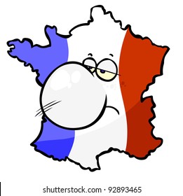Cartoon French Map Sad: vector de stock (libre de regalías) 92893465 ...