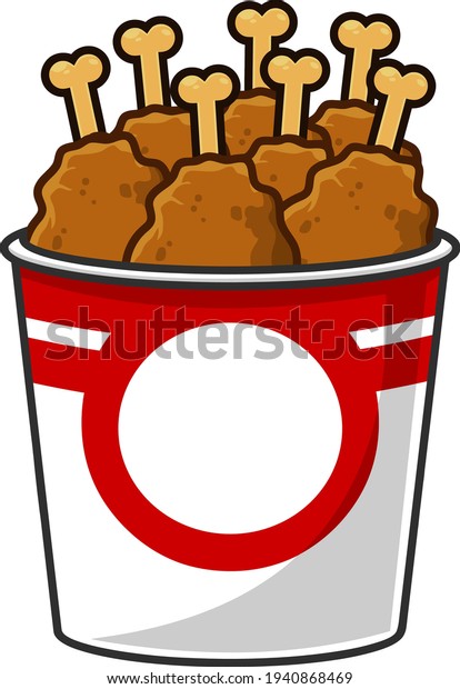 Cartoon Fried Chicken Bucket Vector Hand Stock Vector (Royalty Free ...