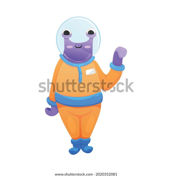 Cartoon Friendly Alien Waving Hand Vector Stock Vector (Royalty Free ...