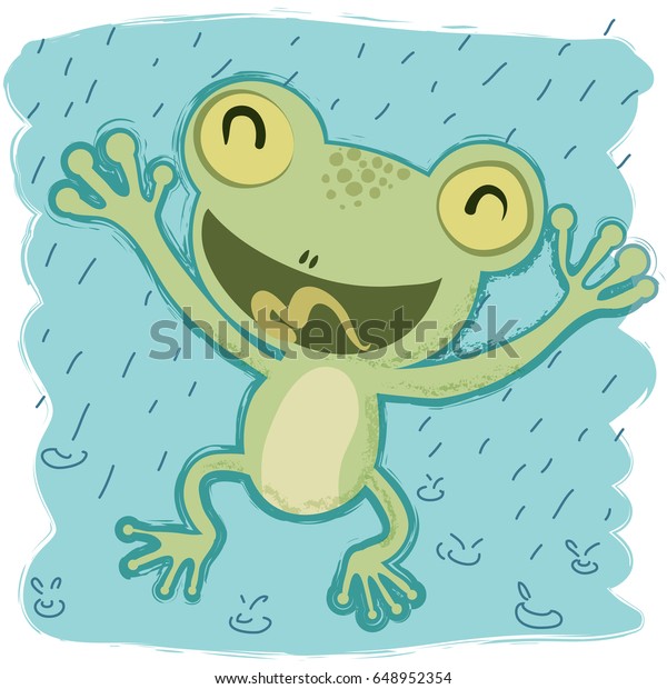 Cartoon Frog Happy When Raining Stock Vector (Royalty Free) 648952354 ...