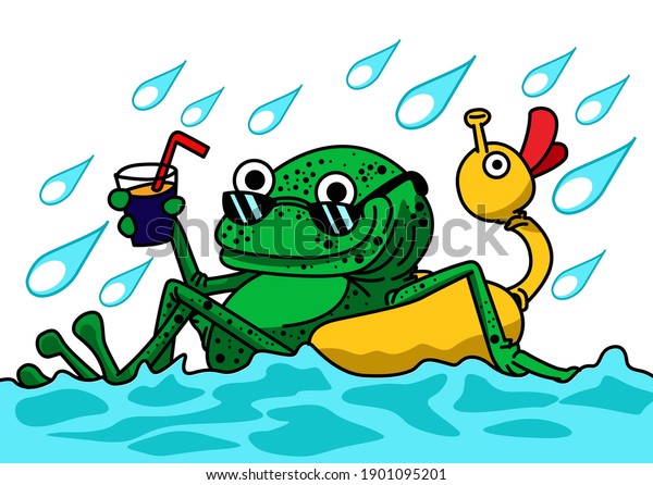 Cartoon Frog Swimming Pool Vector Stock Vector (Royalty Free ...