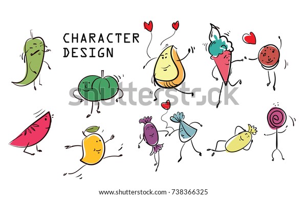 Cartoon Fruit Character Design Stock Vector (Royalty Free) 738366325 ...