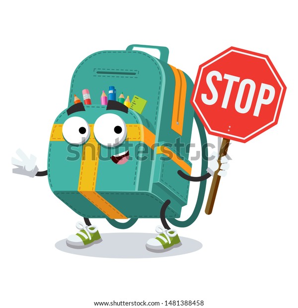 Cartoon Full Kids School Backpack Mascot Stock Vector (Royalty Free ...