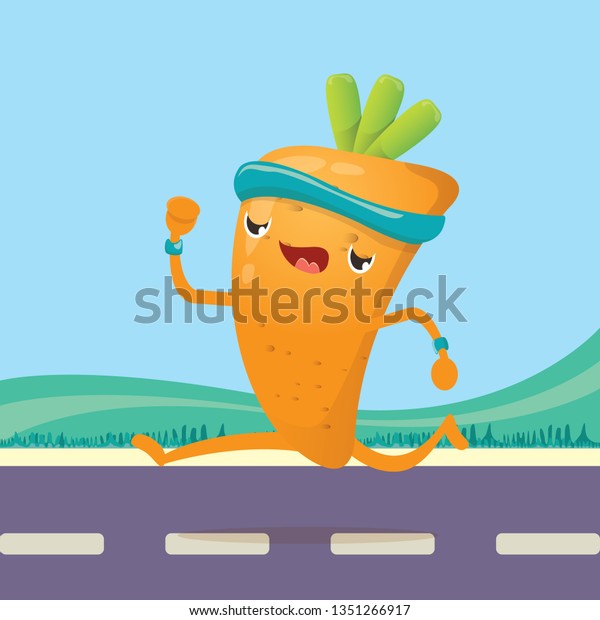 Cartoon Funky Carrot Character Running Jogging Stock Vector (Royalty ...
