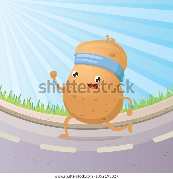 Cartoon Funky Potato Character Running Jogging Stock Vector (Royalty ...