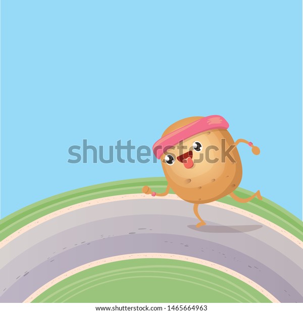 Cartoon Funky Potato Character Running Jogging Stock Vector (Royalty ...