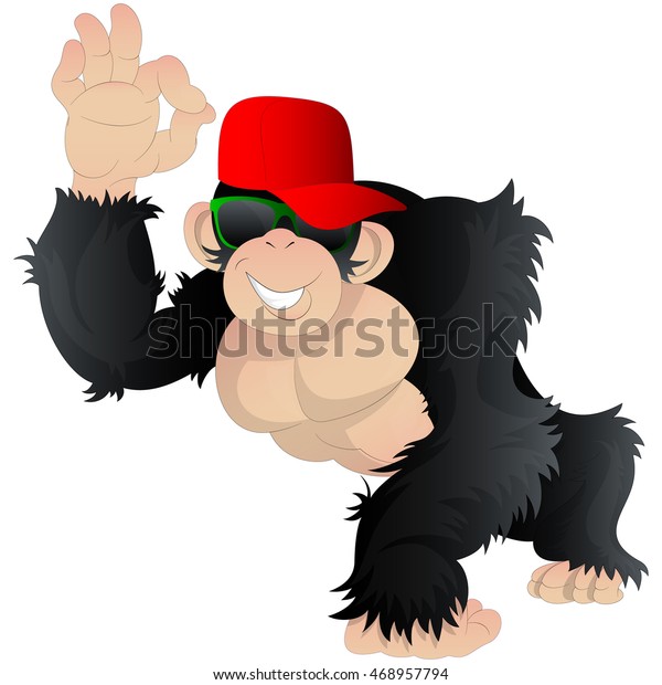 Cartoon Funny Ape Isolated On White Stock Vector (Royalty Free ...