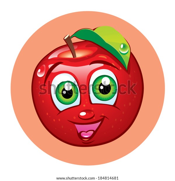 Cartoon Funny Apple Smiling Face Vector Stock Vector (Royalty Free ...