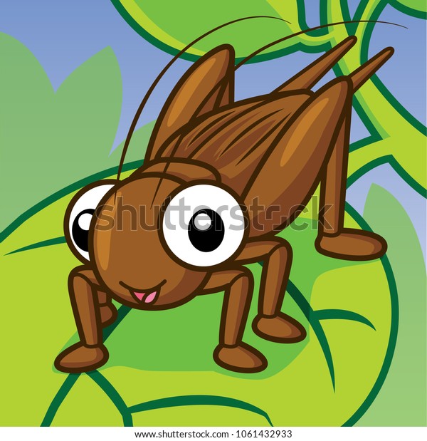 Cartoon Funny Cricket Cute Vector Stock Vector (Royalty Free ...