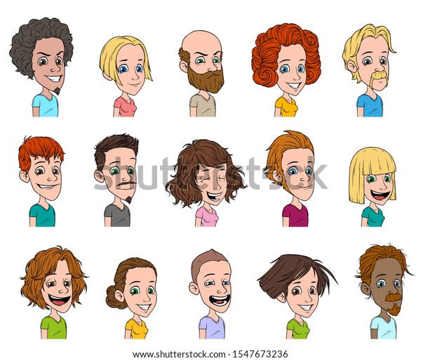 Cartoon Funny Cute Characters Avatars Different Stock Vector (Royalty ...