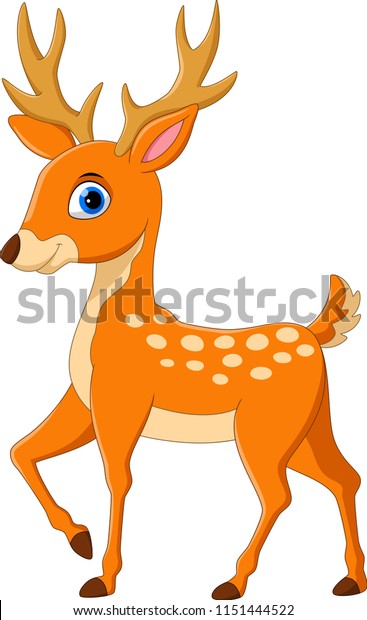 Cartoon Funny Deer Isolated On White Stock Vector (Royalty Free ...