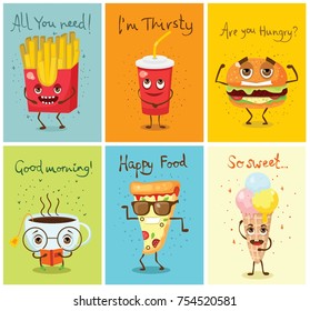 Cartoon Funny Food Characters Vector Illustration Stock Vector (Royalty ...